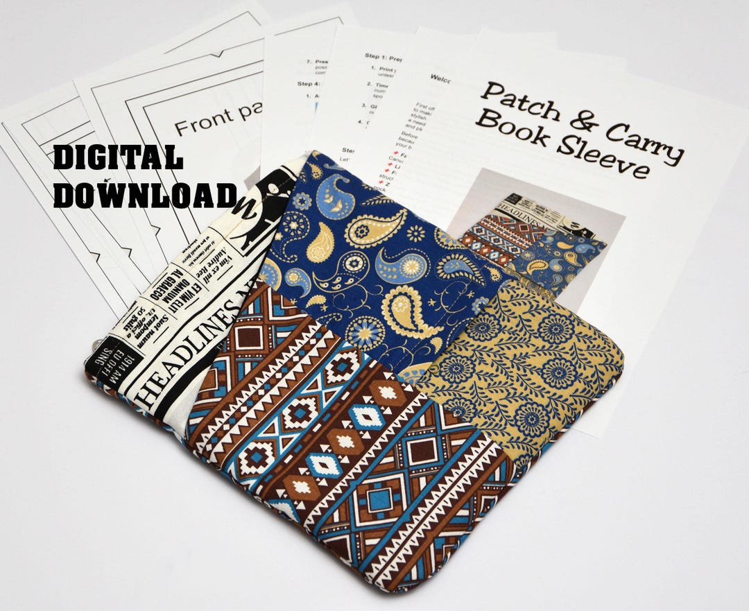 DIY Book Sleeve Sewing Instructions - Patchwork Book Sleeve Pattern - Etsy
