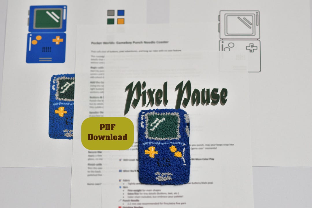 Gameboy Punch Needle Coaster Pattern PDF Digital Download - Retro ...