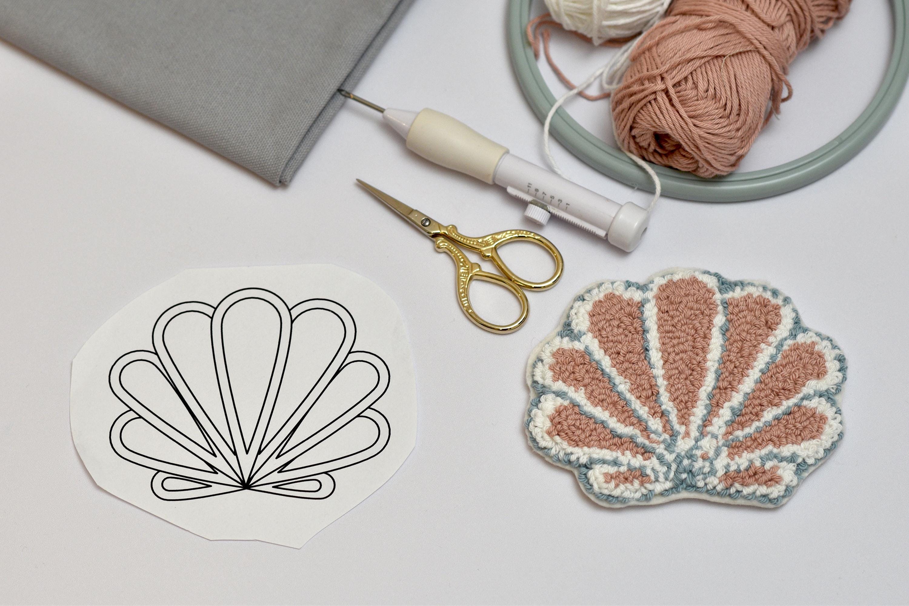 Seashell Punch Needle Coaster Pattern PDF – Beginner Friendly Beach ...