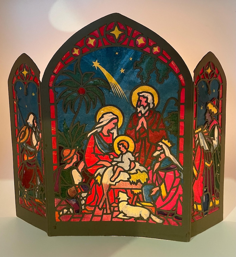 Old Banner, Nativity Scene, Triptych, Paper Picture - Etsy