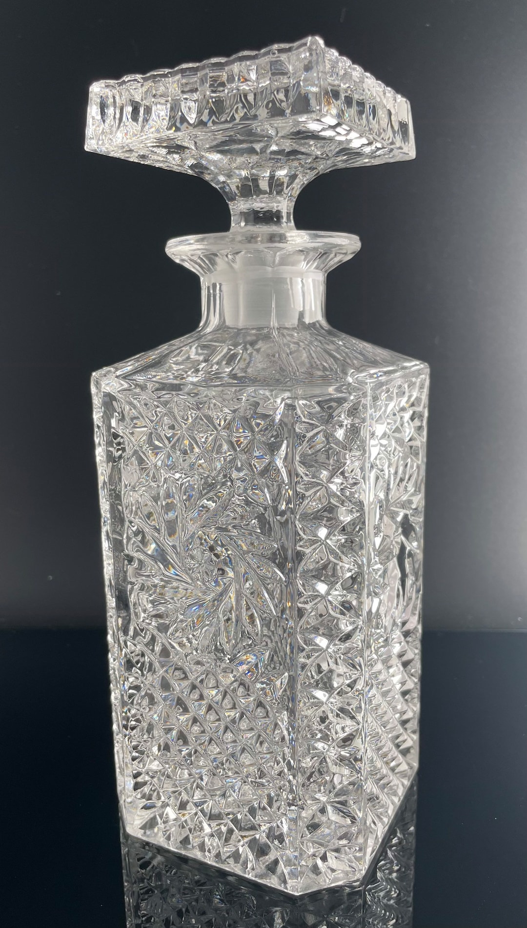 Vintage Whiskey Bottle Lead Crystal, Old German Whiskey Bottle Lead ...