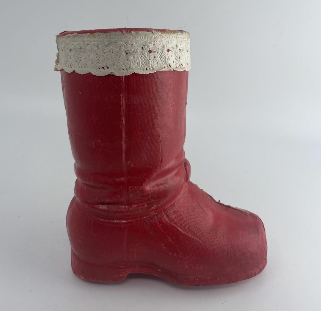Old Santa Boot, Papier-mâché Candy Box, Vintage Shabby Chic Decoration ...