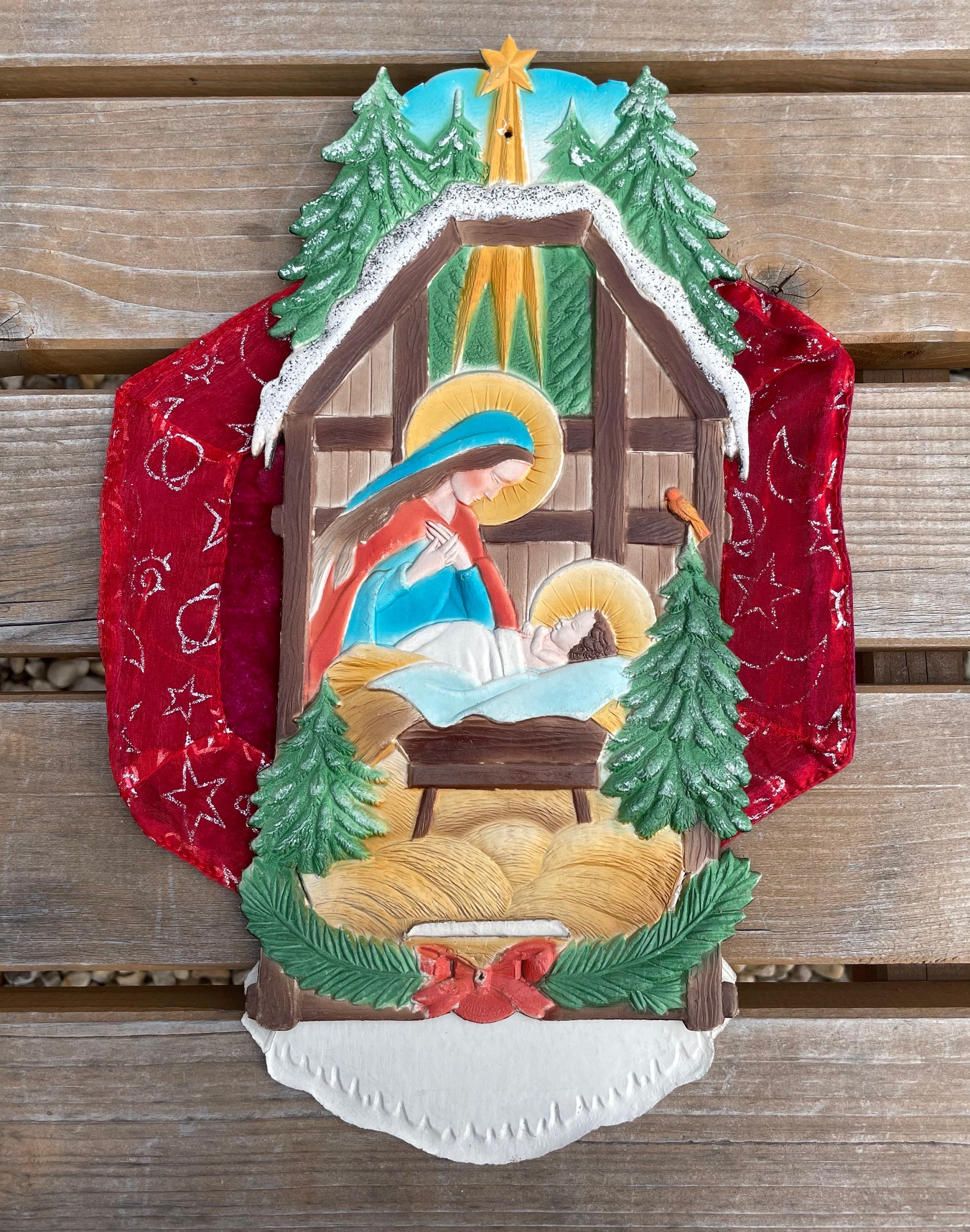 Old Standee Nativity Scene Embossed Cardboard Vintage - Etsy