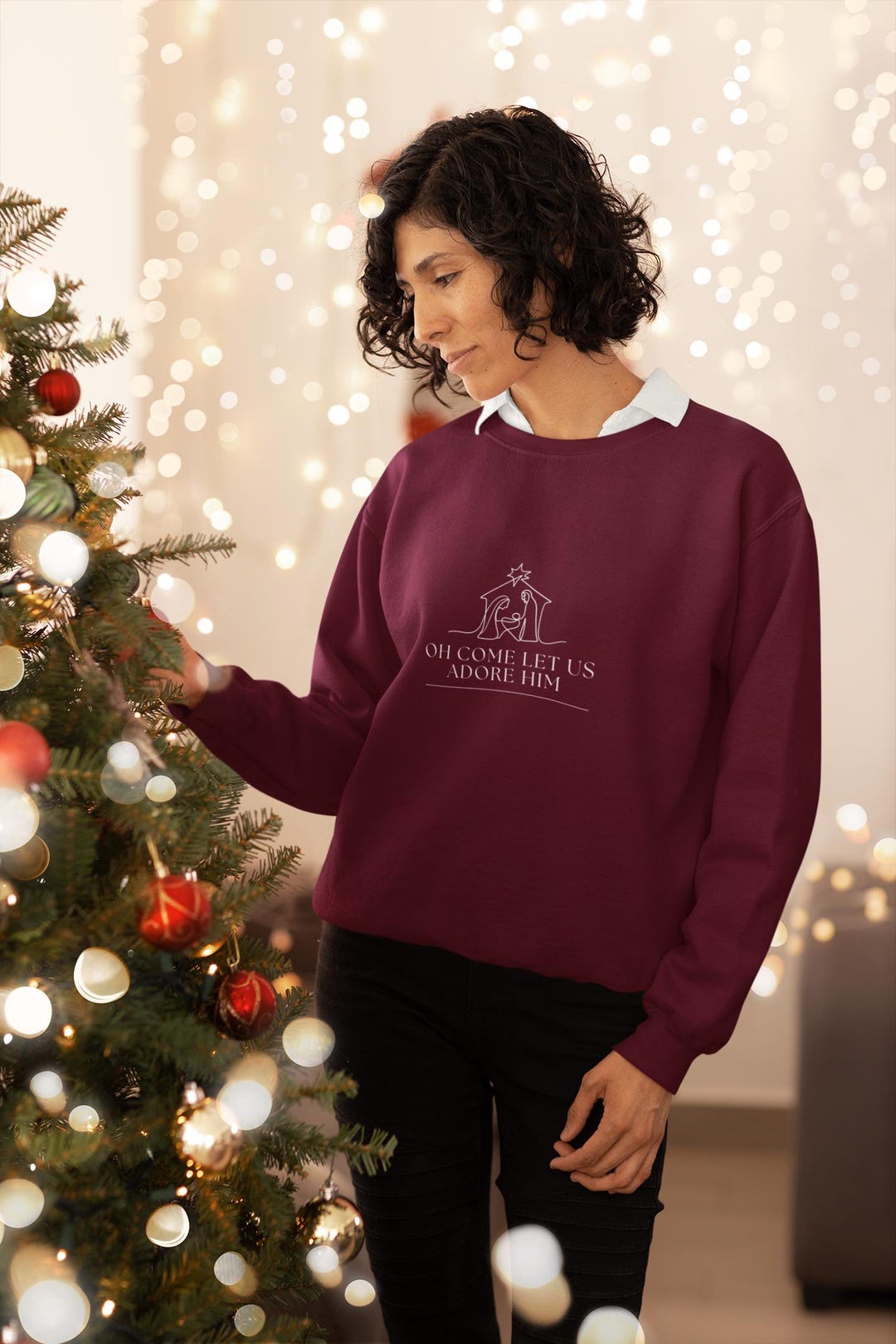 Embroidered Nativity Christmas Sweatshirt: Unisex Holiday Jumper - Etsy