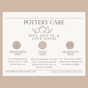Pottery Business Card Cleaning Instruction Care Card Digital Download ...