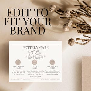 Pottery Business Card Cleaning Instruction Care Card Digital Download ...