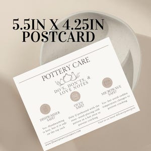 Pottery Business Card Cleaning Instruction Care Card Digital Download ...
