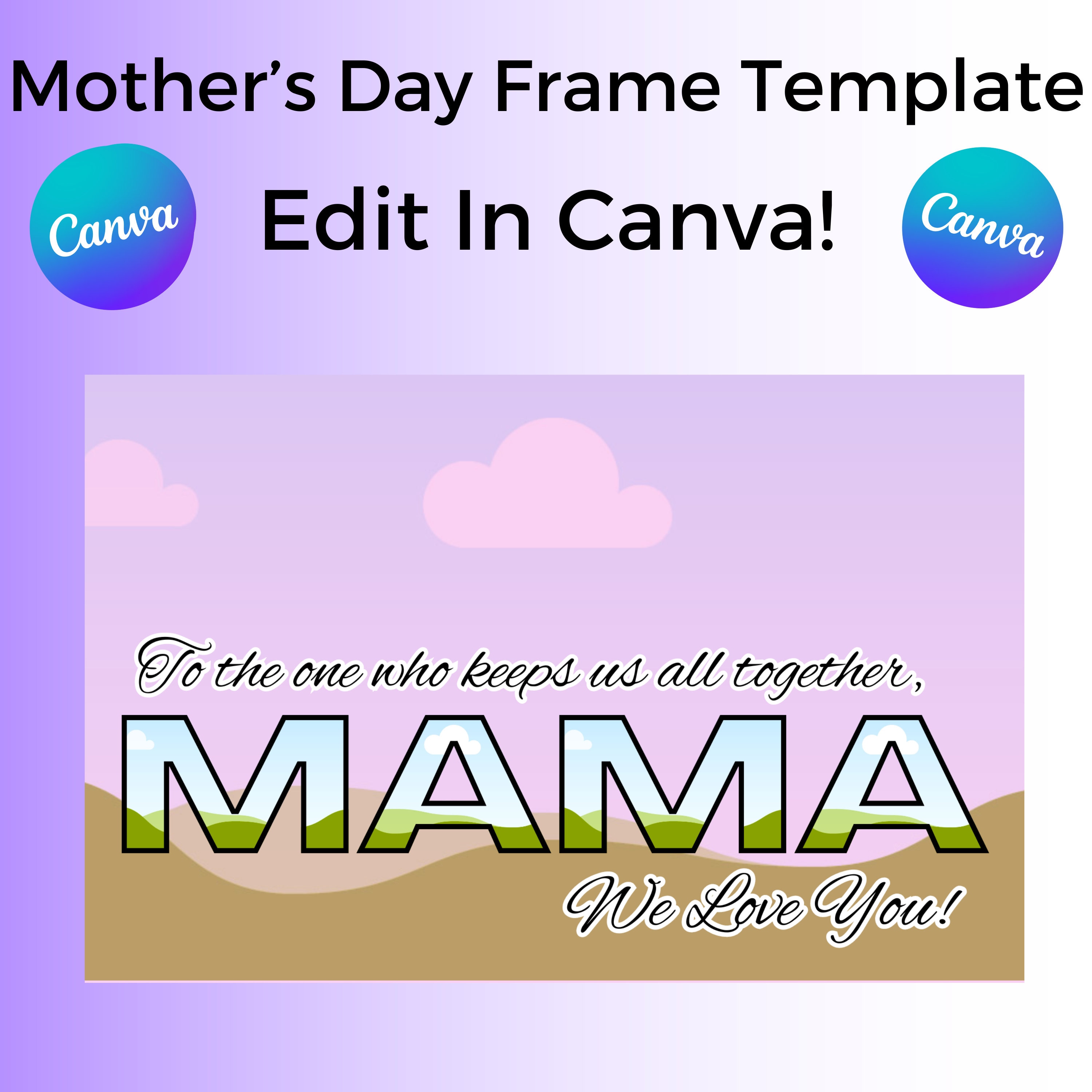 Mother's Day Frame Template - Canva Editable Template - Etsy
