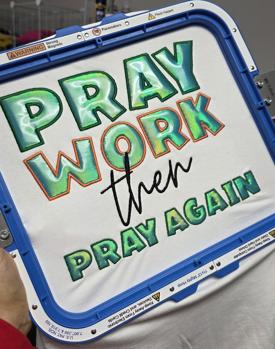 Pray Work Then Pray Again - Embroidery Applique Design - Etsy