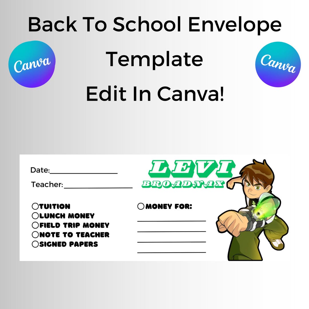 Back to School Envelope Template - Etsy