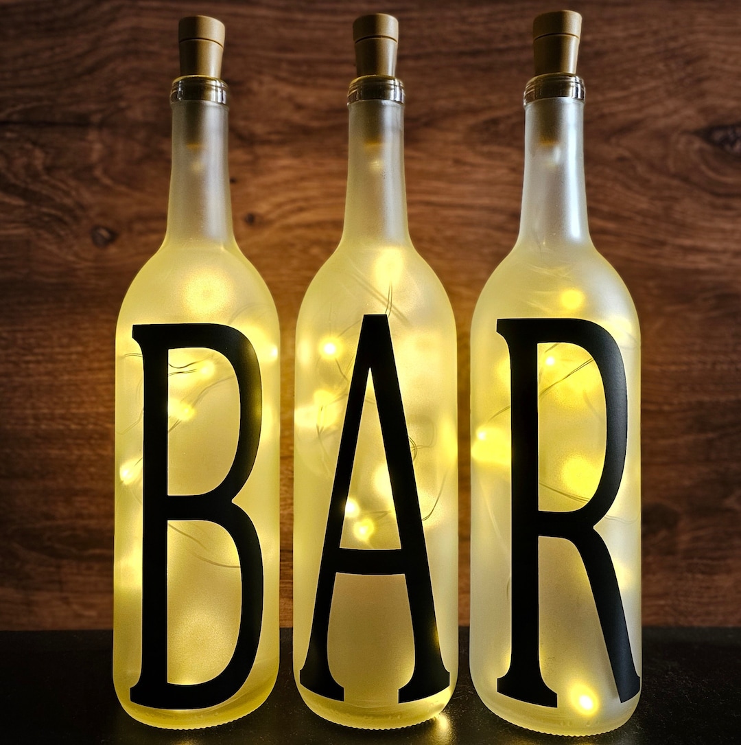 Wine Bottle Lights, Wedding Bar Sign, Light up Bar Sign, Bar Menu Sign ...