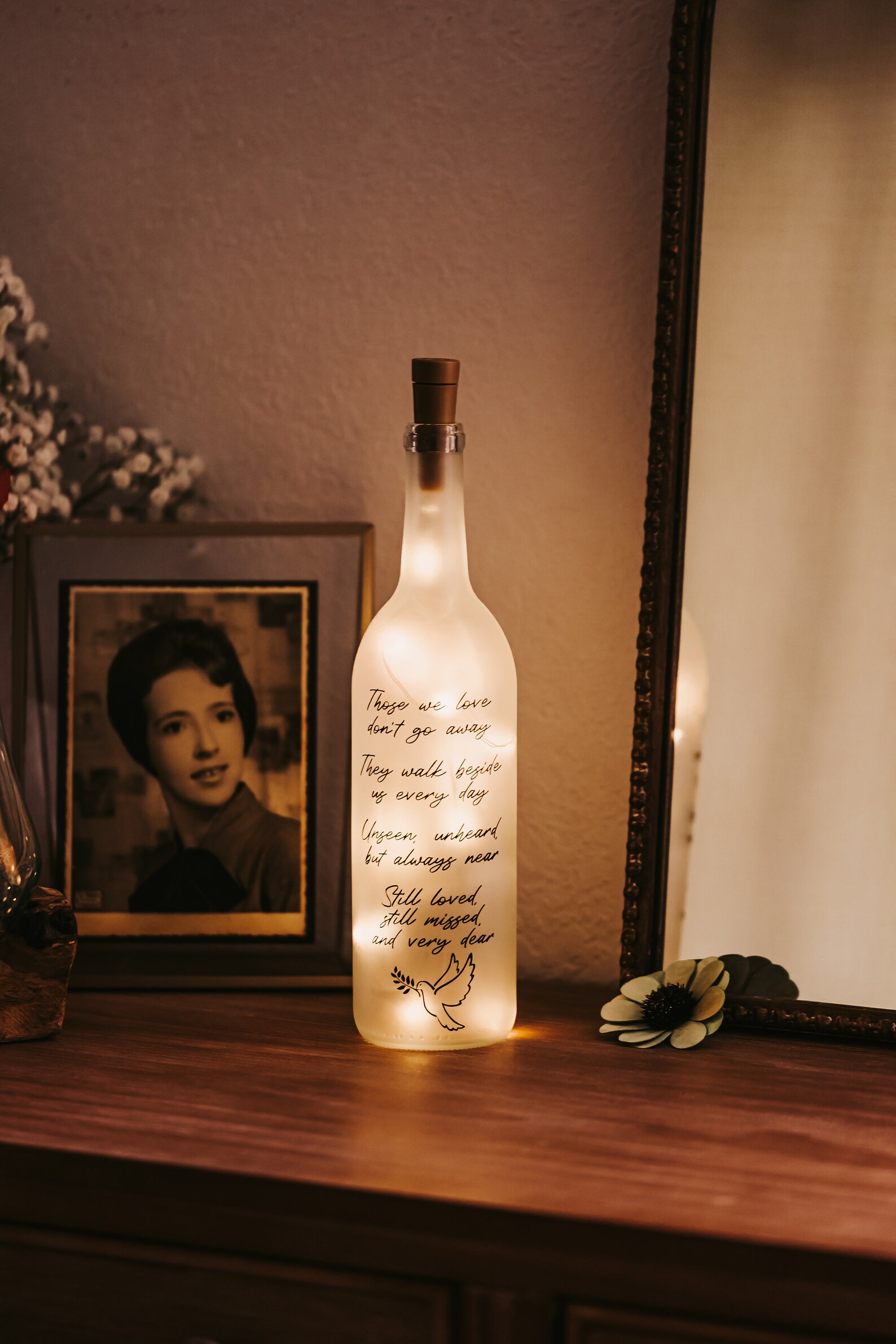 Light up Wine Bottle, Memorial Lantern, Memorial Gift, Bereavement Gift ...