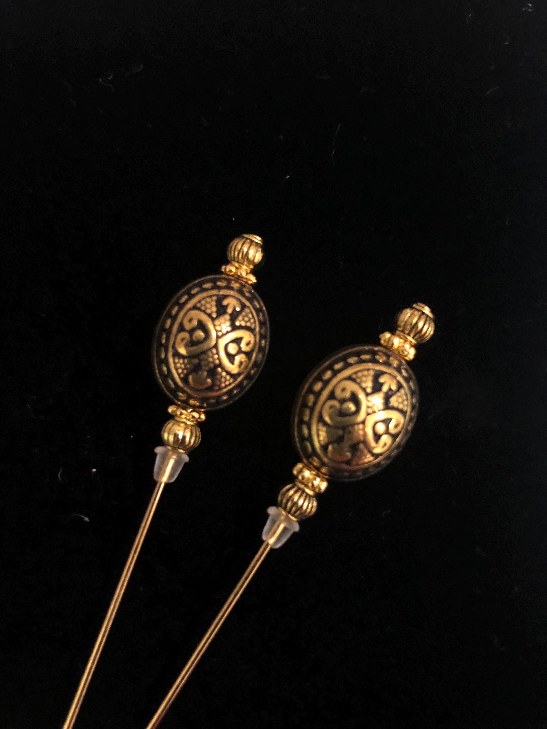 Oval Antiqued Gold Hat Pin in a Choice of Lengths - Etsy
