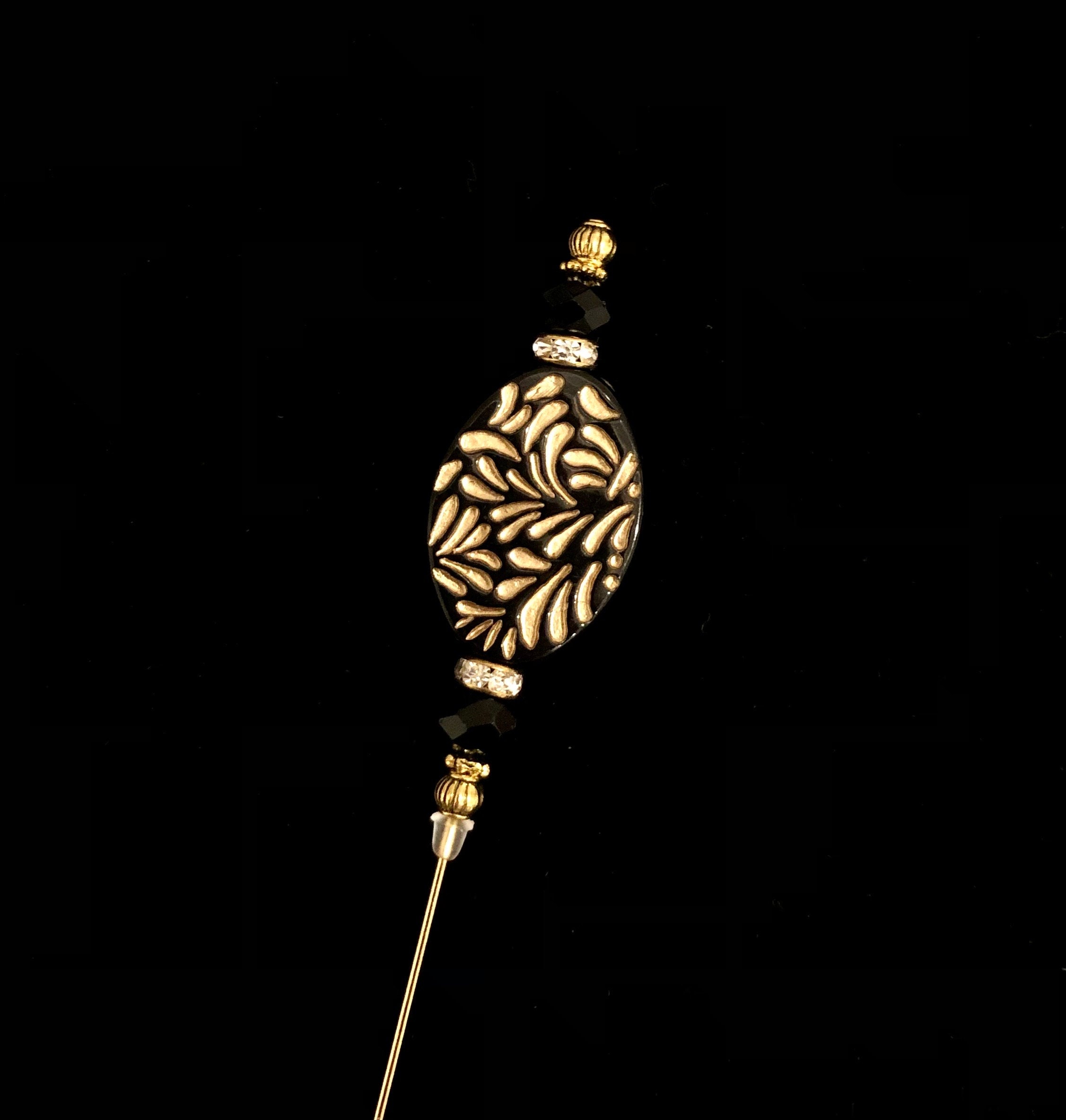 Large Black and Gold Decorative Hat Pin: 15cm Long - Etsy