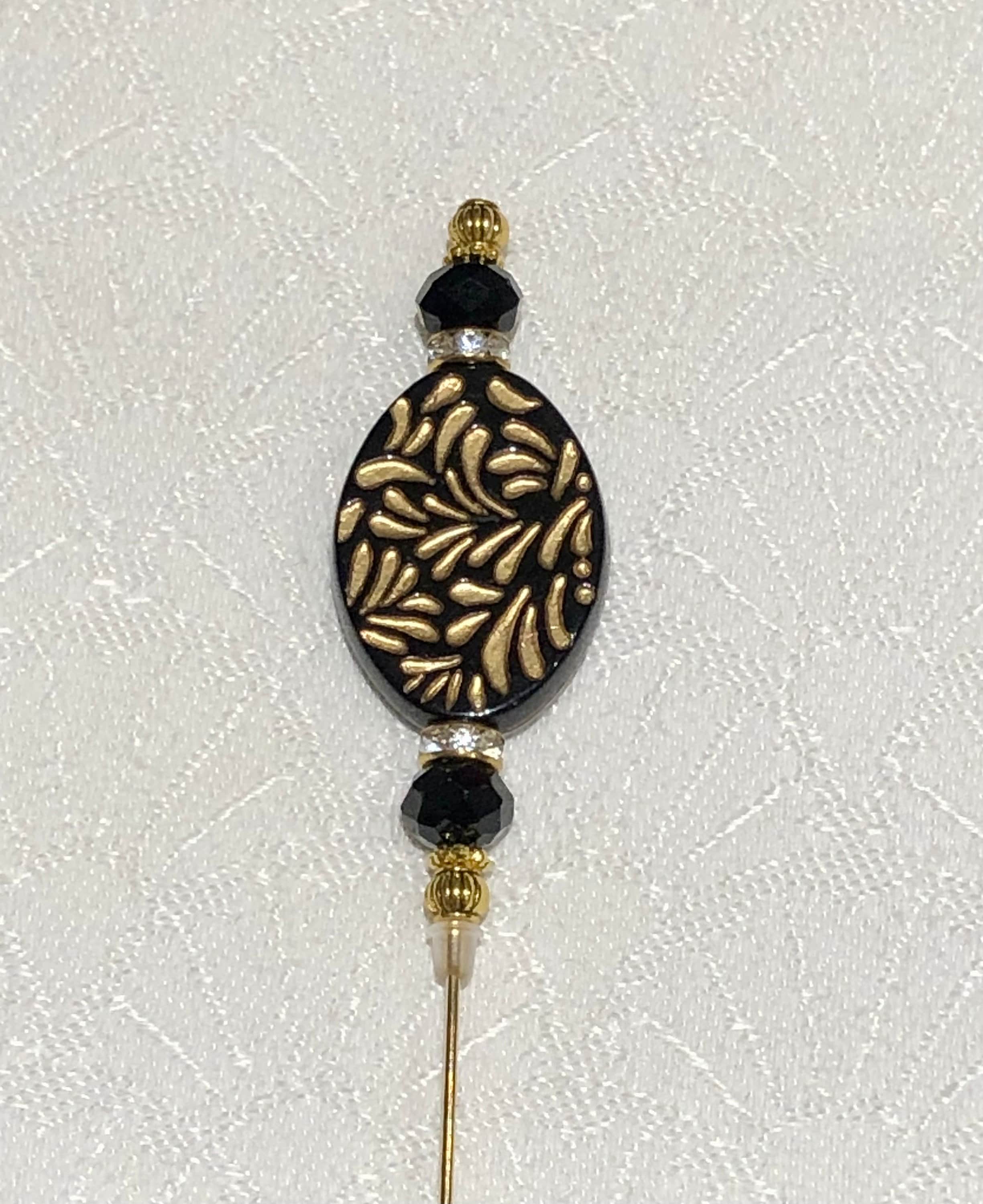 Large Black and Gold Decorative Hat Pin: 15cm Long - Etsy