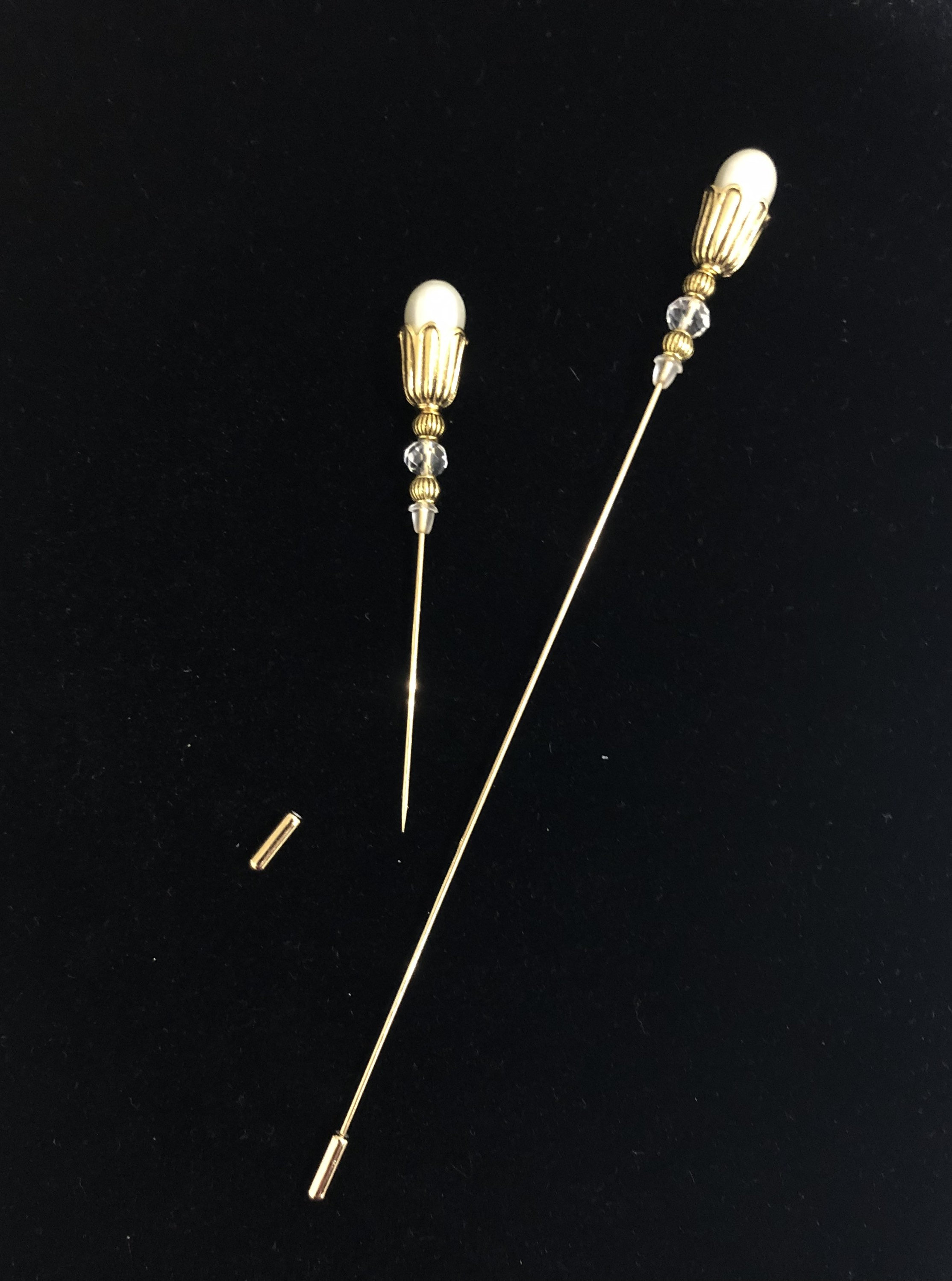 Crystal and Pearl Gold Hat Pins in a Choice of Colours and Length - Etsy