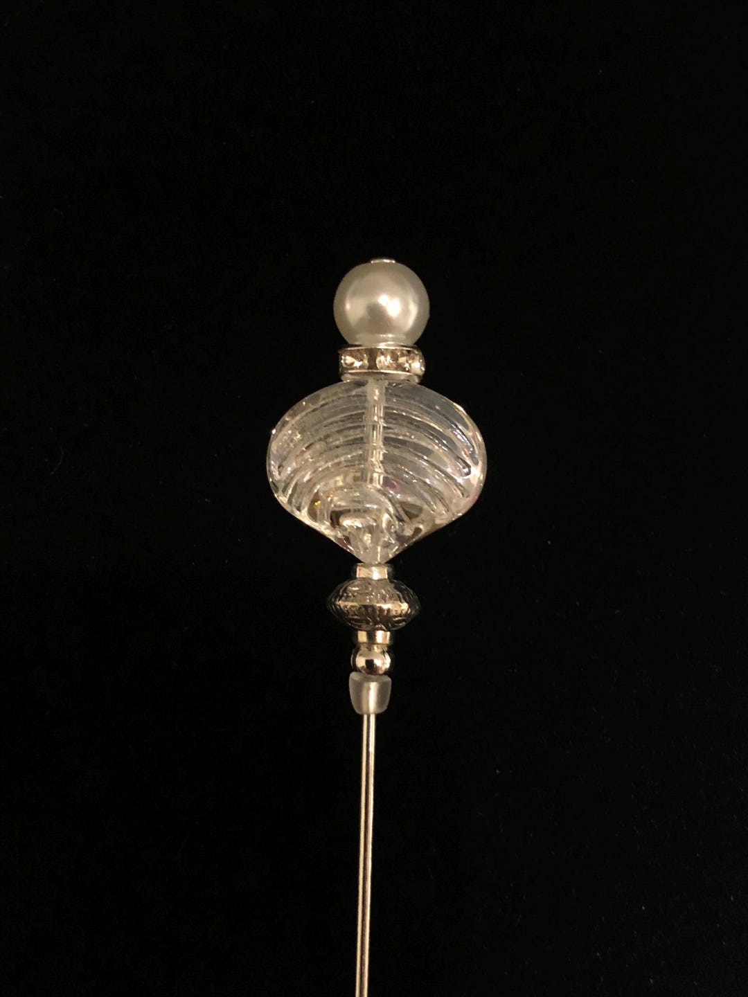 Pearl and Glass Shell Silver Hatpin, Lapel Pin, Hijab Pin in a Choice ...