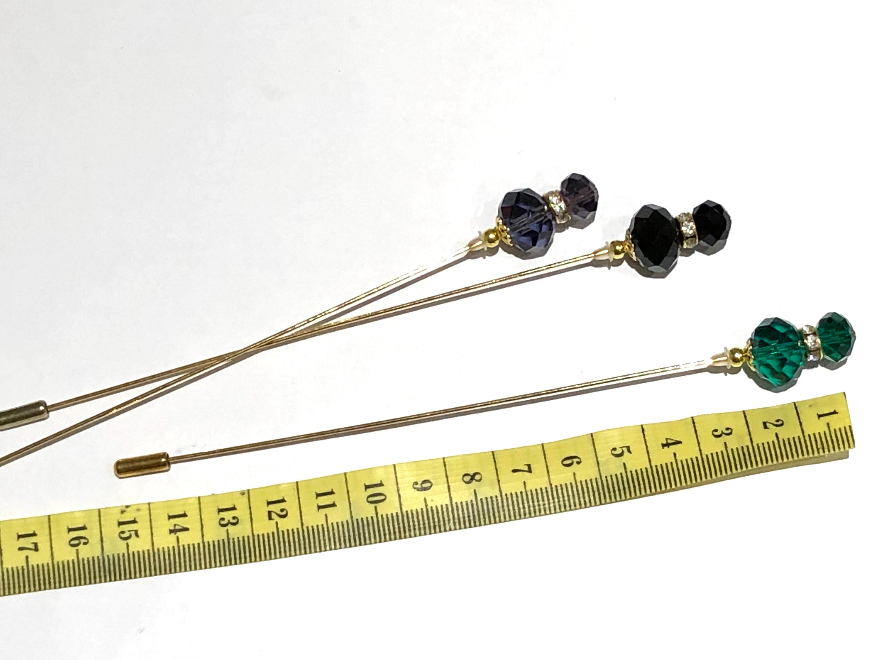Crystal and Rhinestone Gold Hat Pins in a Choice of Colours: Long 15cm ...