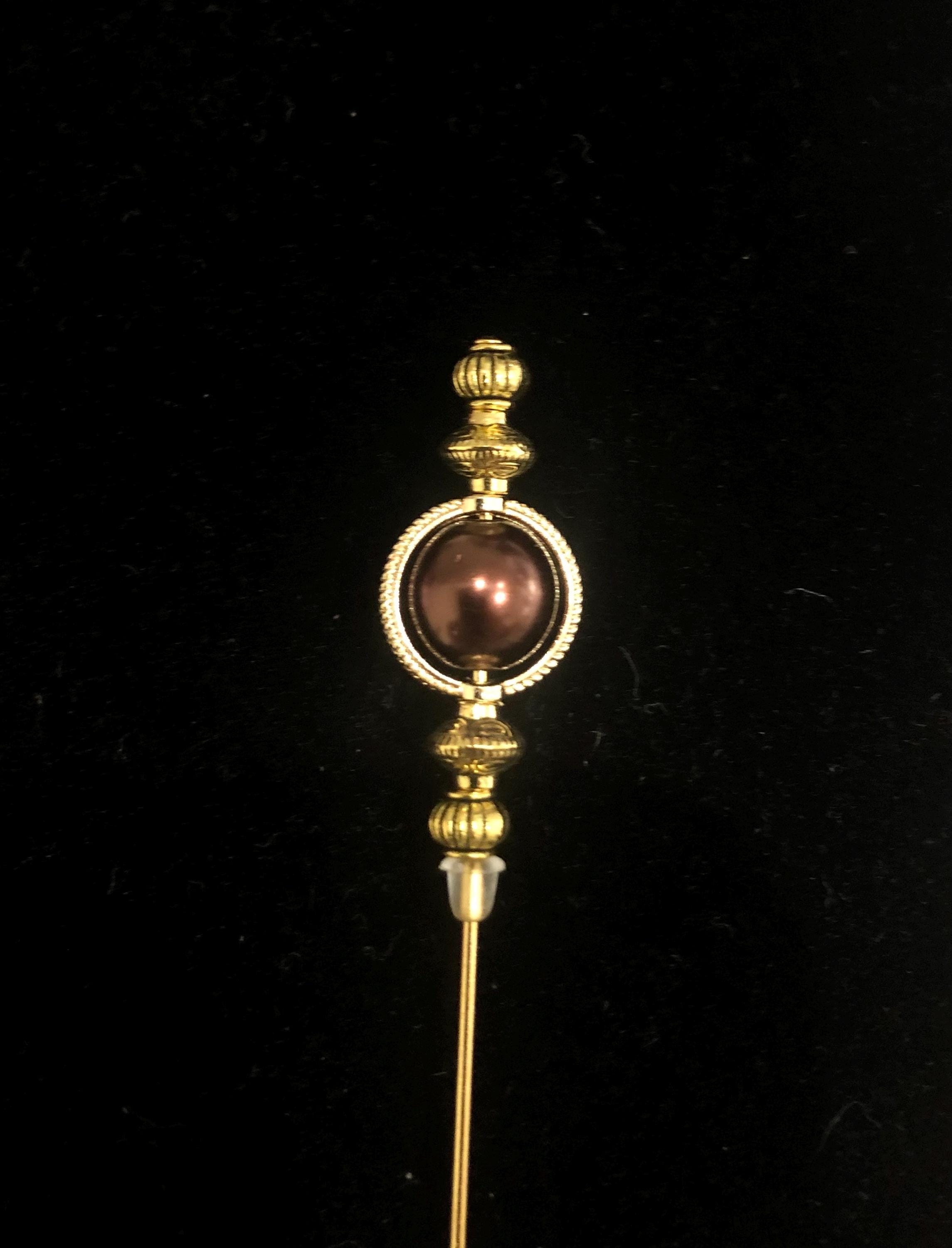 Chestnut Brown Pearl and Gold Hat Pins in a Choice of 3 Designs - Etsy