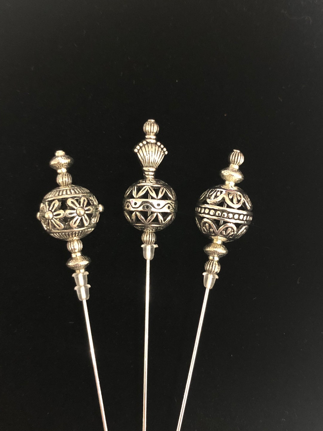 Tibetan Silver Hat Pins. A Selection of 3 Beautiful Designs in a Choice ...