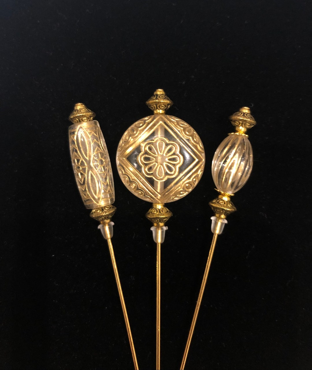 Etched Gold Hat Pins/lapel Pins/stick Pins/hijab Pins: A Selection of 3 ...