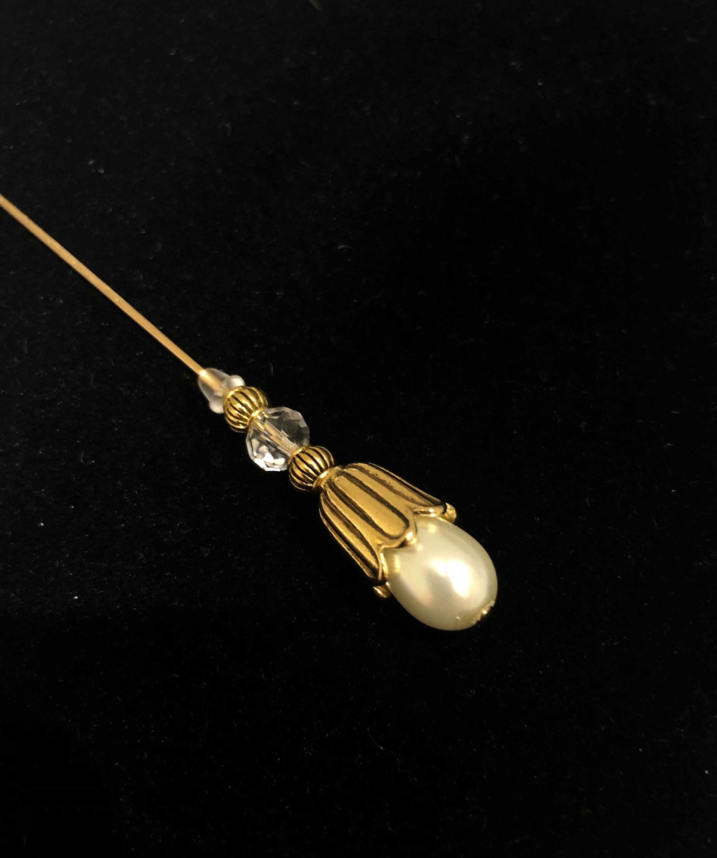 Crystal and Pearl Gold Hat Pins in a Choice of Colours and Length - Etsy