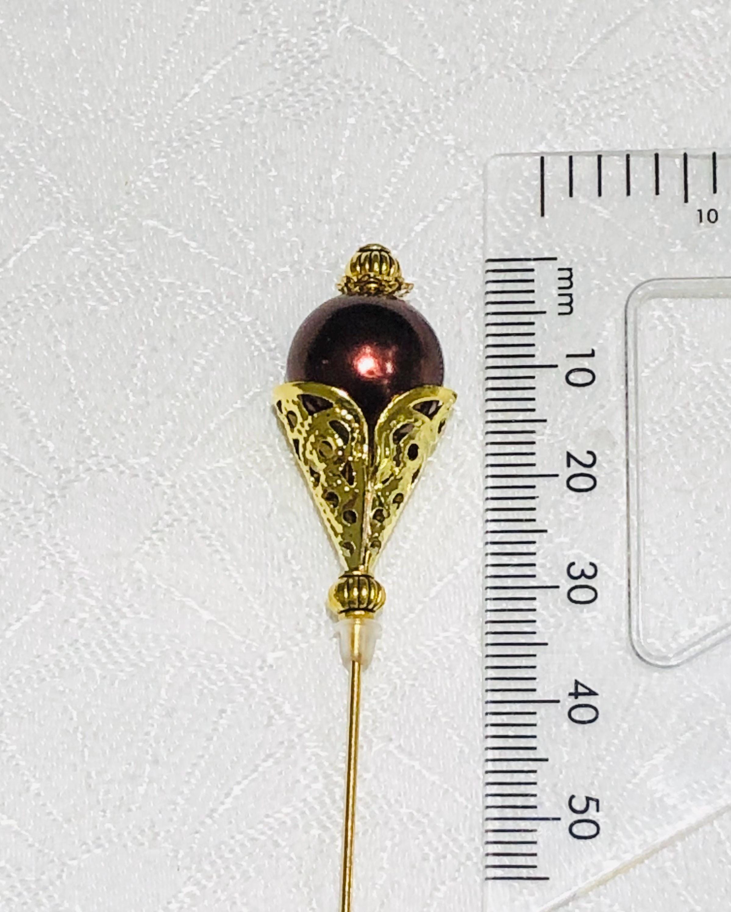Chestnut Brown Pearl and Gold Hat Pins in a Choice of 3 Designs - Etsy