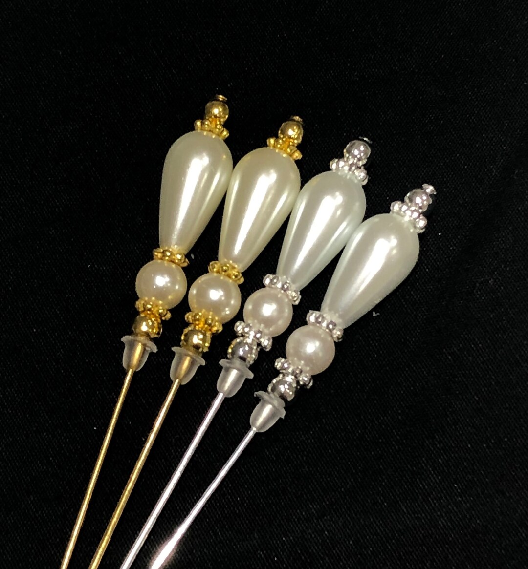 Teardrop Pearl Hat Pins in Silver or Gold With Choice of Length - Etsy