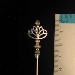 Tibetan Silver Lotus Flower Pin, Hatpin, Lapel Pin, Hijab Pin, Brooch ...