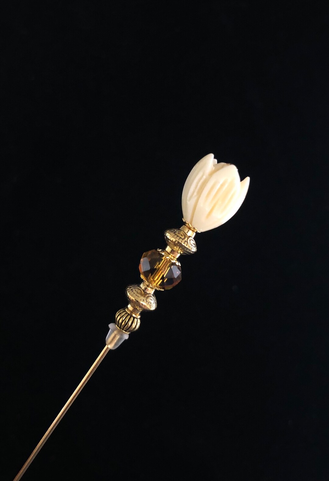 Gold and Ivory (imitation) Flower Hat Pins in a Choice of Lengths - Etsy