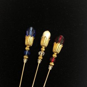 Crystal and Pearl Gold Hat Pins in a Choice of Colours and Length - Etsy