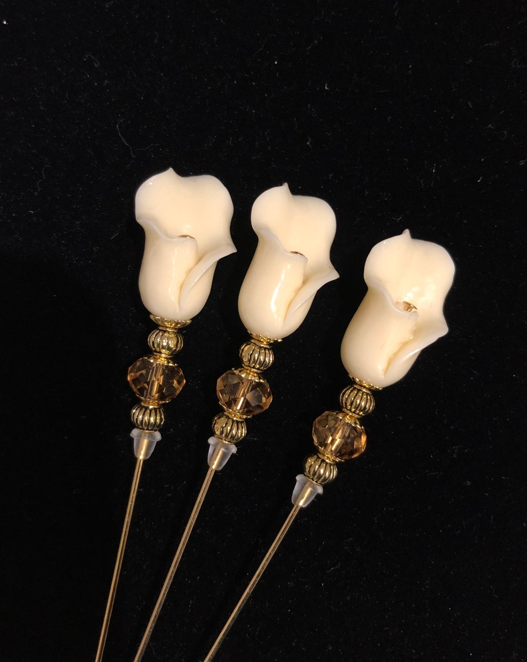 Gold and Cream Lily Flower Hat Pins: Choice of Lengths - Etsy