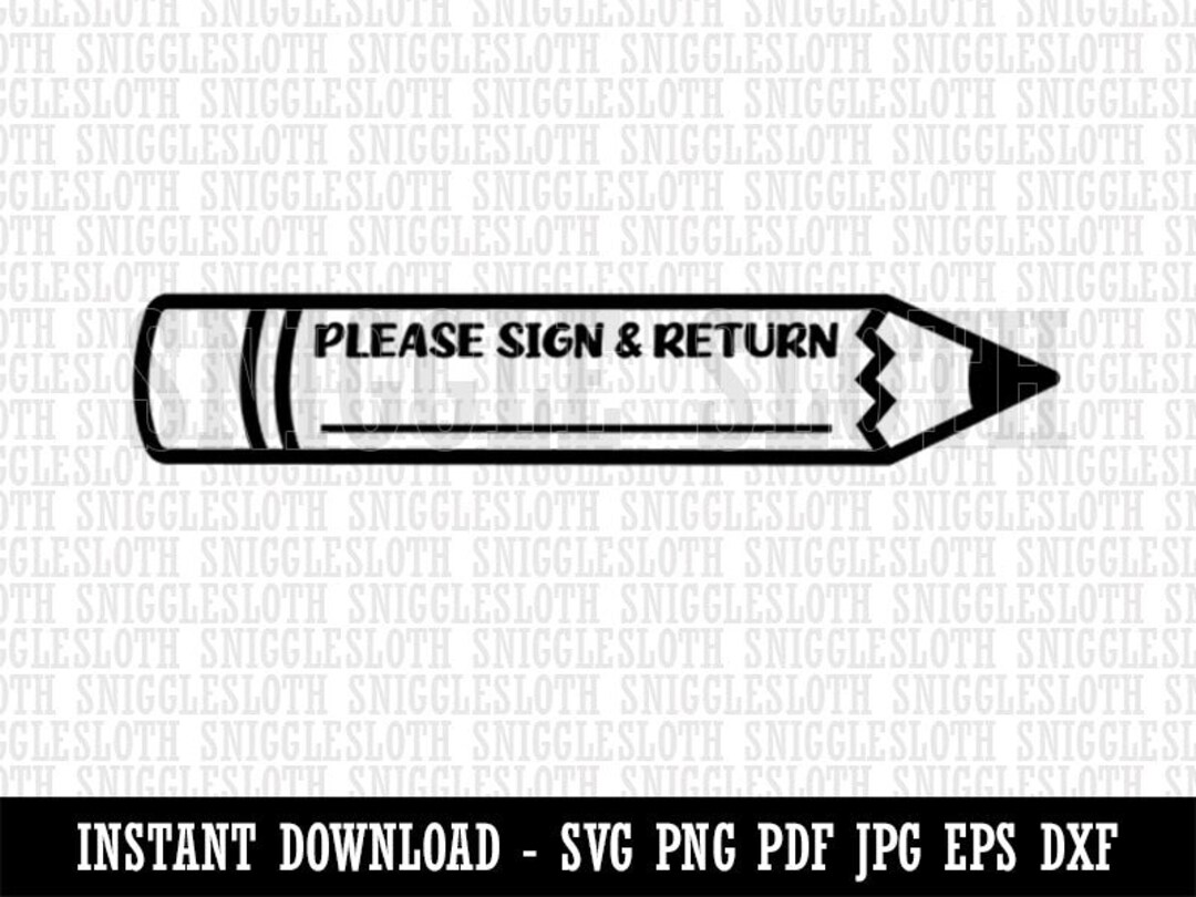 Please Sign & Return Pencil School Teacher Clipart Digital - Etsy