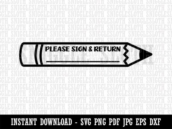 Please Sign & Return Pencil School Teacher Clipart Digital | Etsy