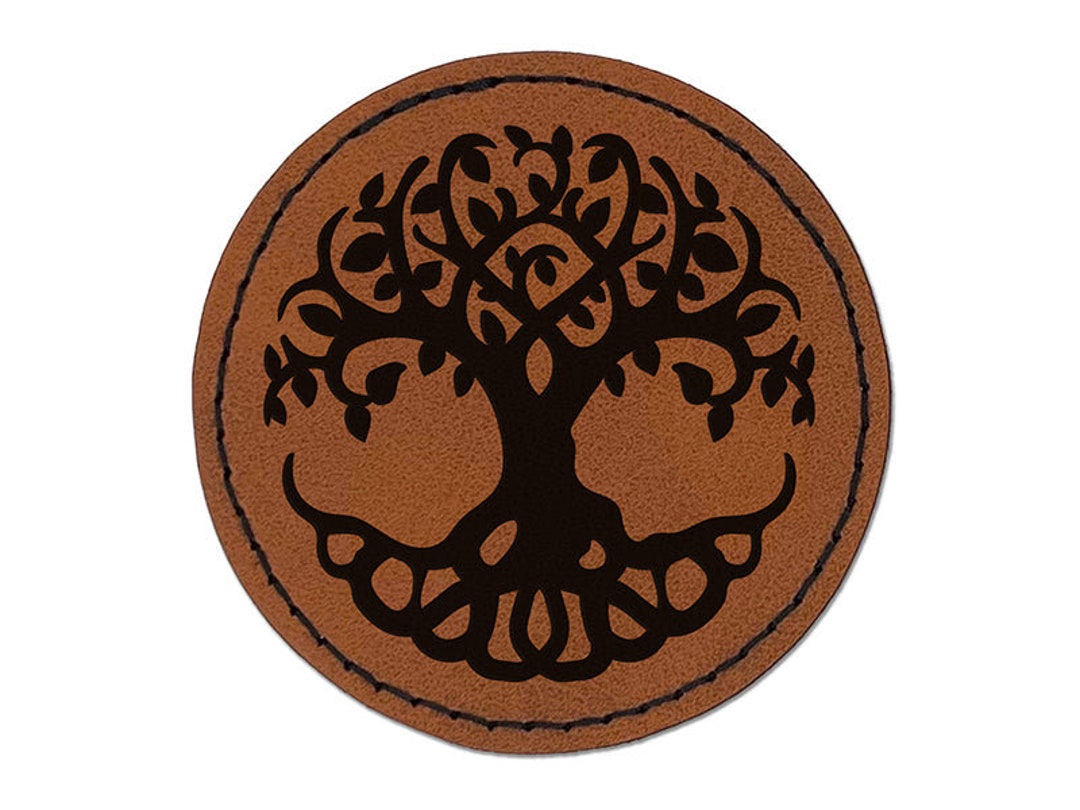 Tree of Life Round Iron-on Engraved Faux Leather Patch Applique 2.5 - Etsy