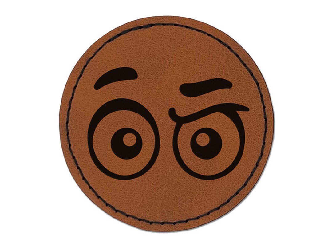 Cartoon Eyes Raised Brow Concerned Confused Judging Round Iron-on ...