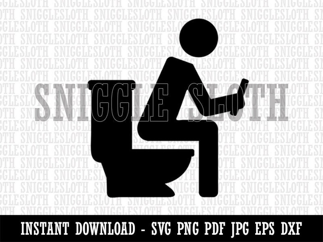 Person Sitting on Toilet Phone Pooping Clipart Digital Download SVG EPS ...