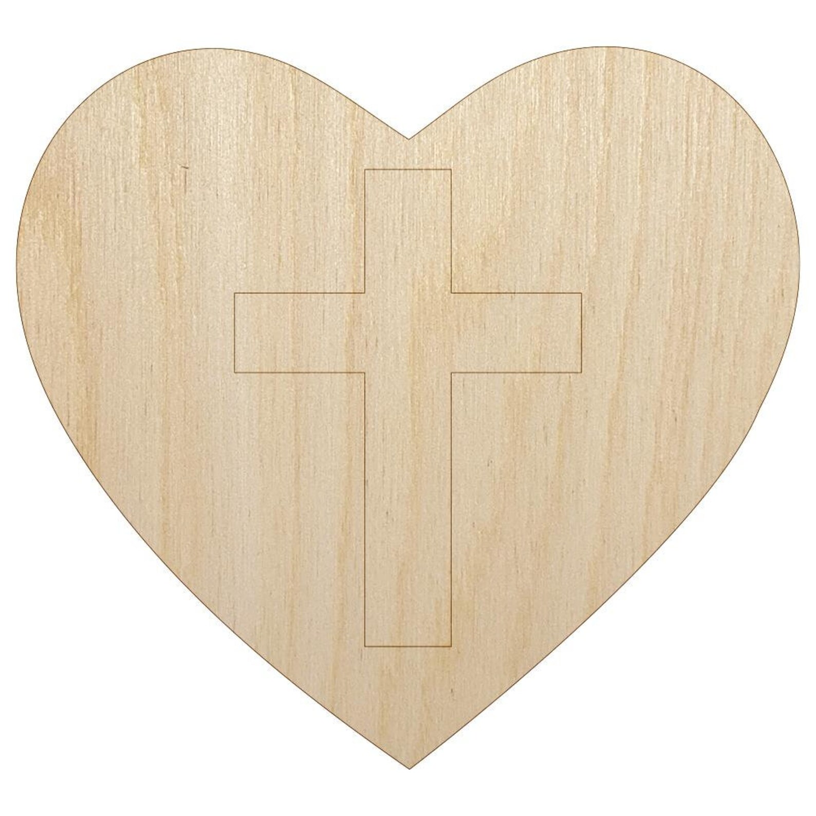 Cross in Heart Christian Unfinished Wood Shape Piece Cutout | Etsy