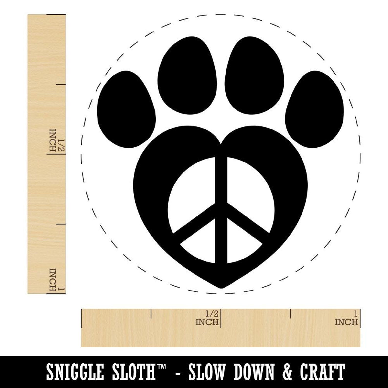 Paw Print Dog Cat Heart Peace Sign Rubber Stamp for Stamping - Etsy