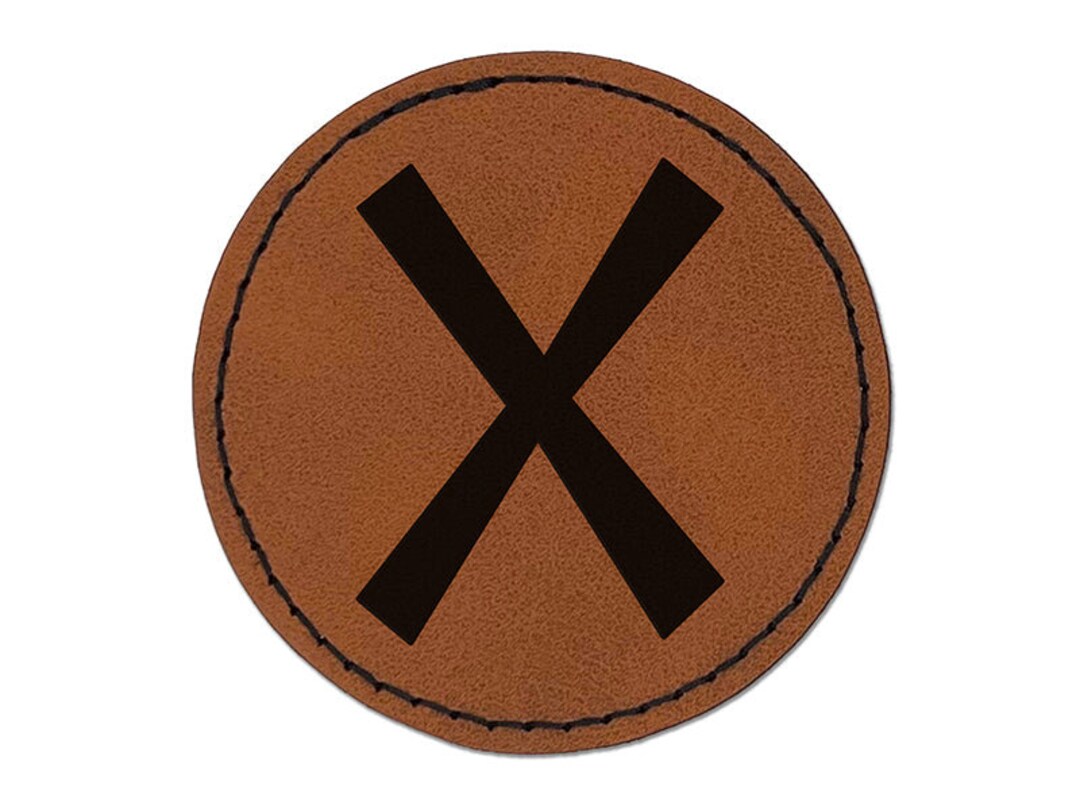 Norse Viking Dwarven Rune Letter G Round Iron-on Engraved Faux Leather ...