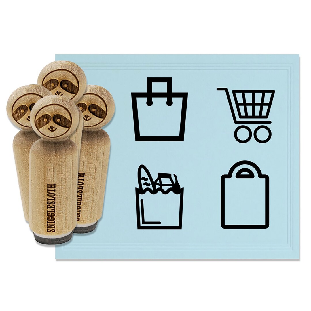 Grocery Shopping Cart Bag Rubber Stamp Set for Stamping - Etsy