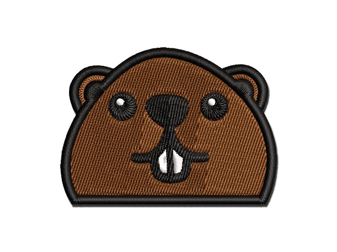 Peeking Beaver Multi-color Embroidered Iron-on or Hook & Loop Patch ...