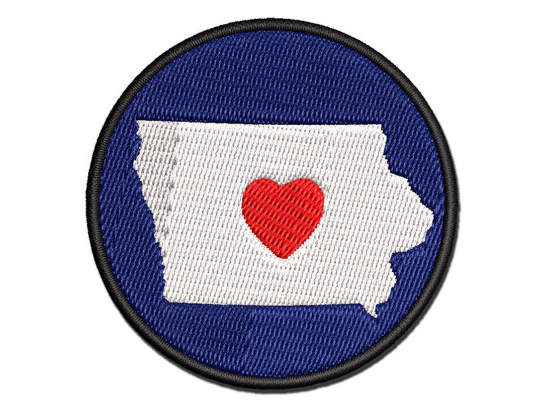 Iowa State With Heart Multi-color Embroidered Iron-on Patch Applique - Etsy