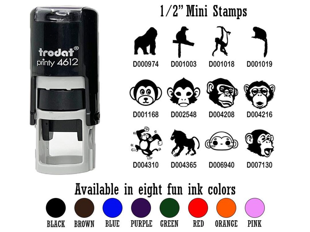 Monkey Gorilla Ape 1/2 Self-inking Rubber Stamp Ink Stamper - Etsy