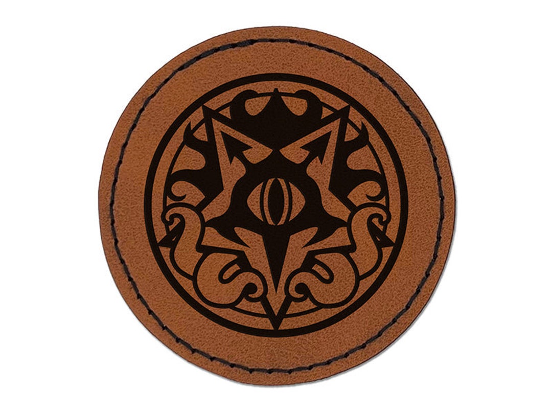 Warlock Pentagram With Tentacles and Eye Round Iron-on Engraved Faux Leather Patch Applique 2.5 ...