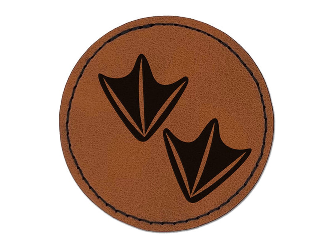 Duck Tracks Footprints Round Iron-on Engraved Faux Leather Patch ...