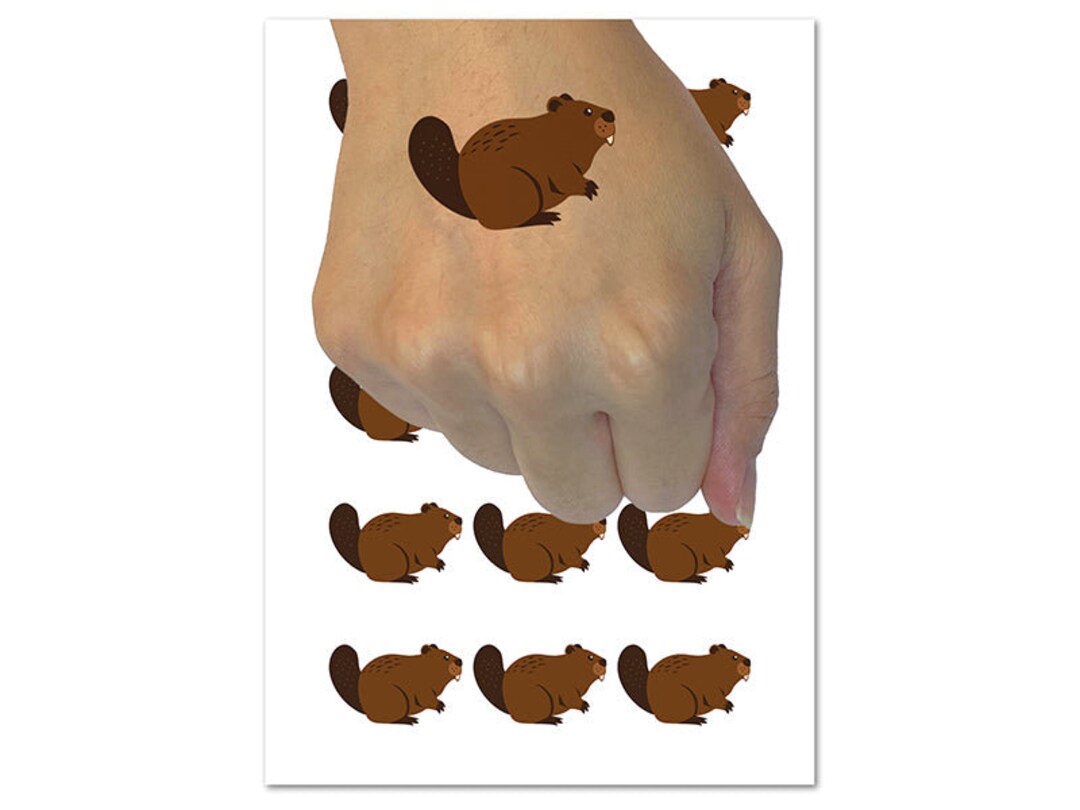 Friendly Beaver Buddy Temporary Tattoo Water Resistant Fake Body Art ...