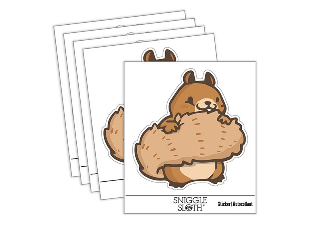 Shy Squirrel Hiding Behind Tail Waterproof Vinyl Phone Tablet Laptop ...