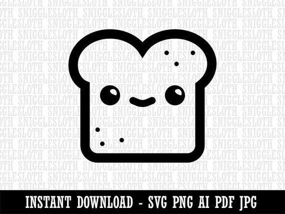 Cute and Kawaii Happy Toast Bread Clipart Instant Digital | Etsy