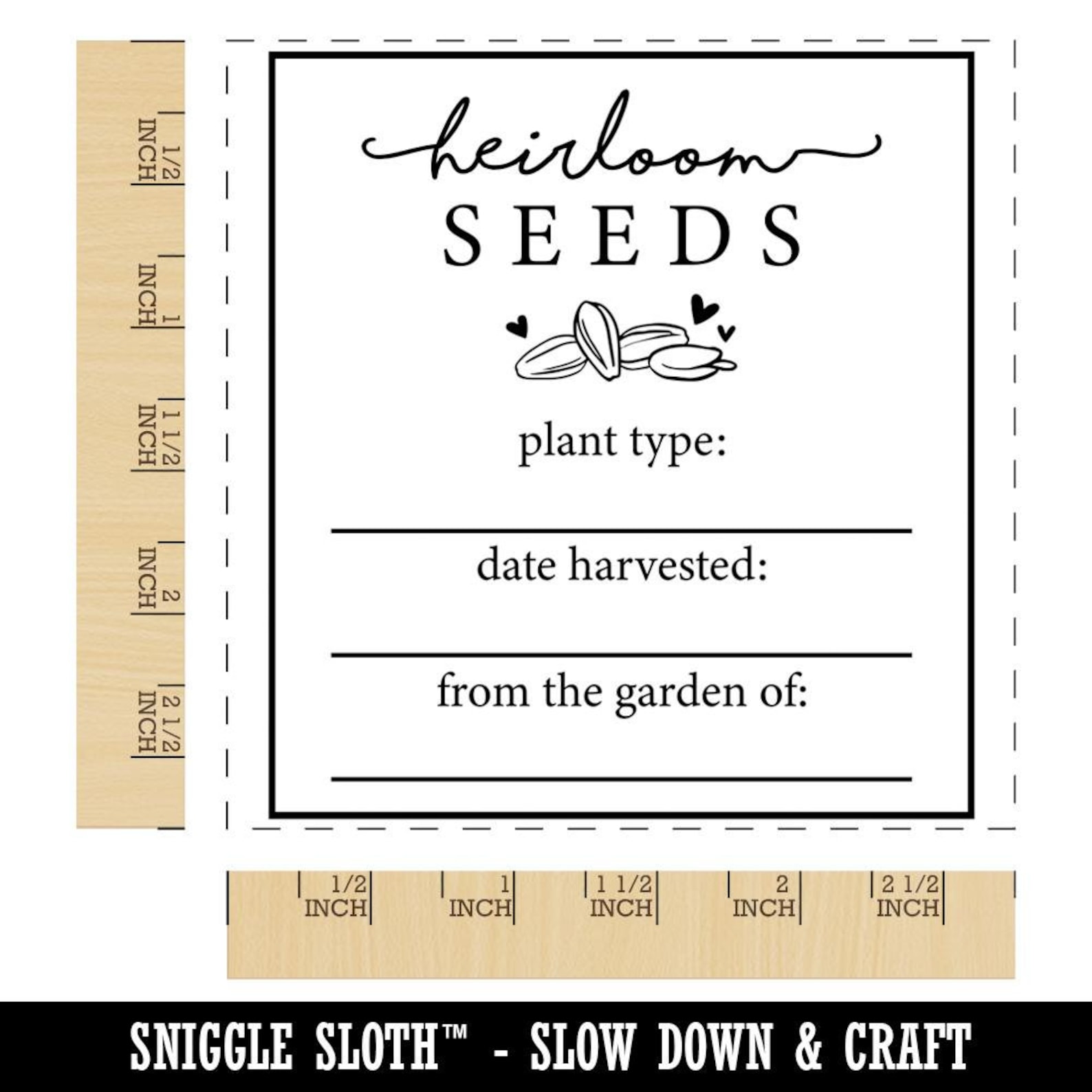 Sweet Elegant Heirloom Seed Packet Label Square Rubber Stamp | Etsy